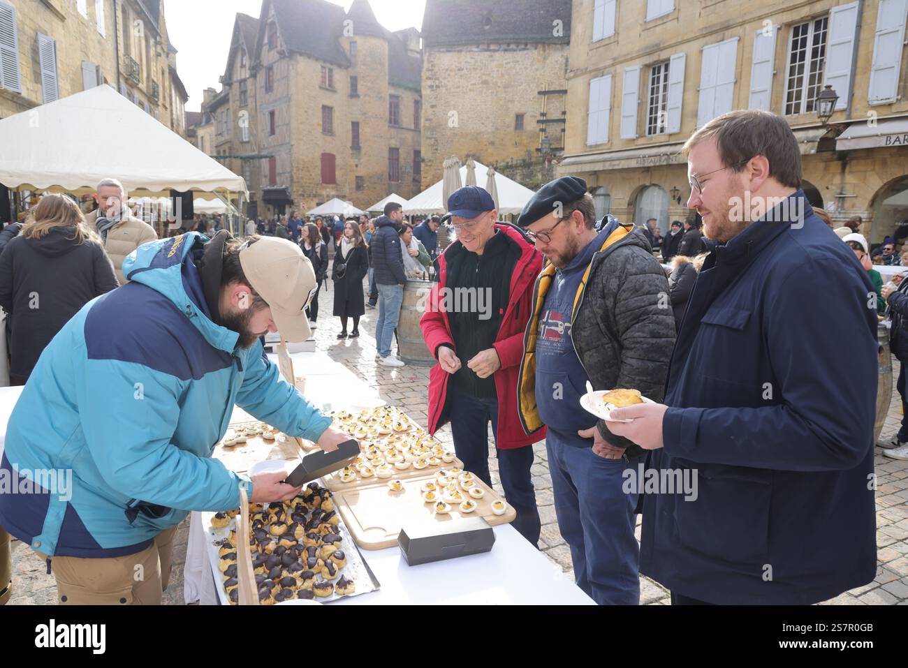 Truffle festival in the medieval town of Sarlat in the Périgord Noir in the southwest of France ...
