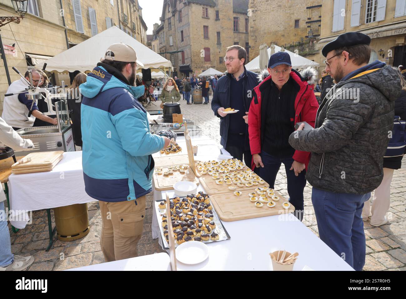 Truffle festival in the medieval town of Sarlat in the Périgord Noir in the southwest of France ...