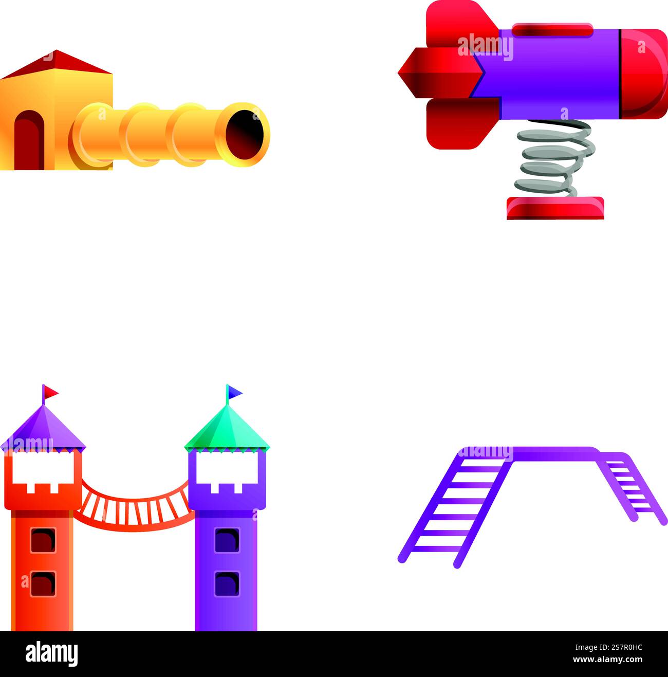 Playground icons set cartoon vector. New children playground ...