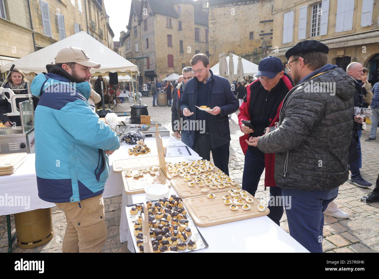 Truffle festival in the medieval town of Sarlat in the Périgord Noir in the southwest of France ...
