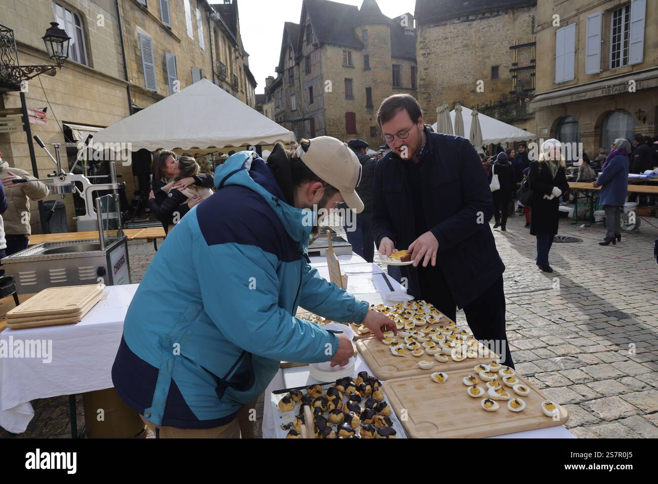 Truffle festival in the medieval town of Sarlat in the Périgord Noir in the southwest of France ...