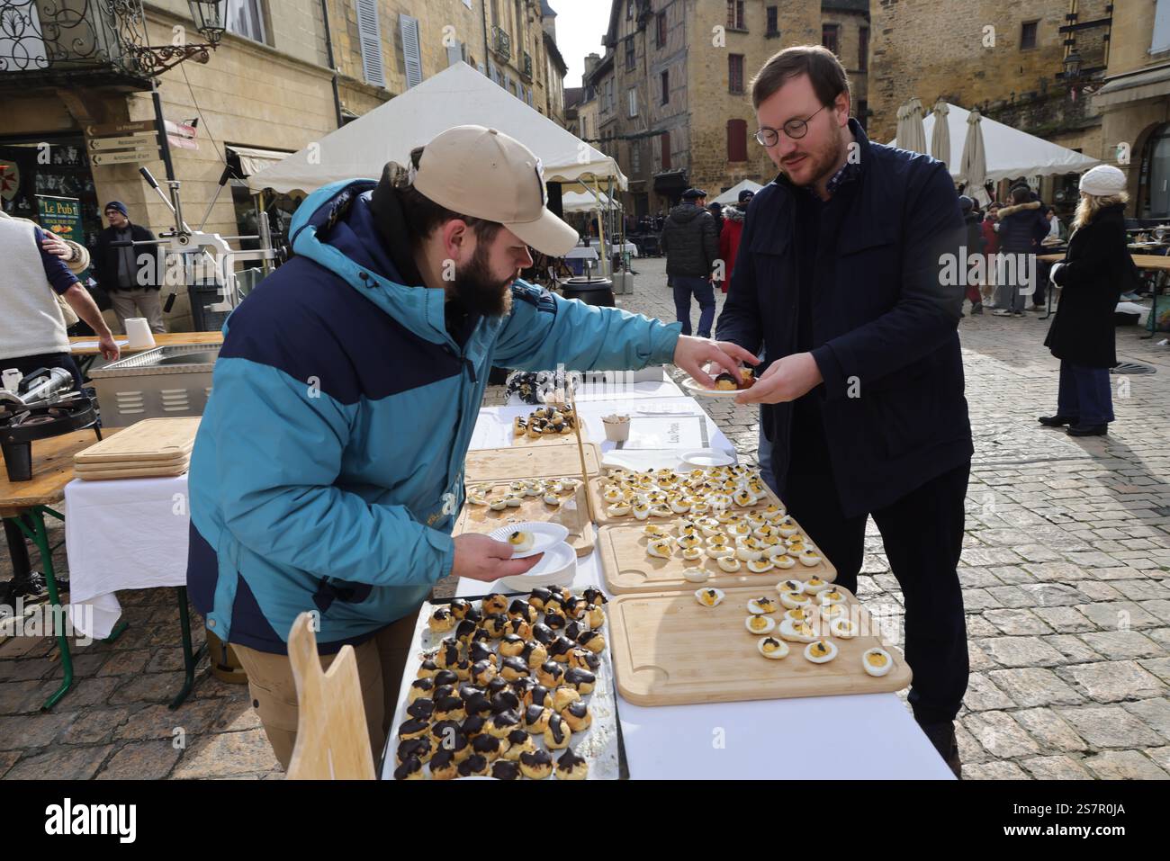 Truffle festival in the medieval town of Sarlat in the Périgord Noir in the southwest of France ...