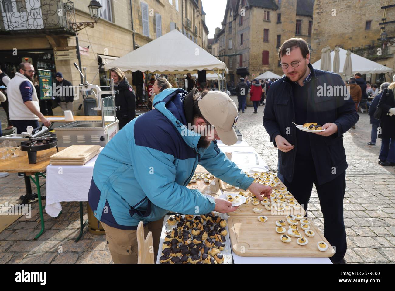 Truffle festival in the medieval town of Sarlat in the Périgord Noir in the southwest of France ...