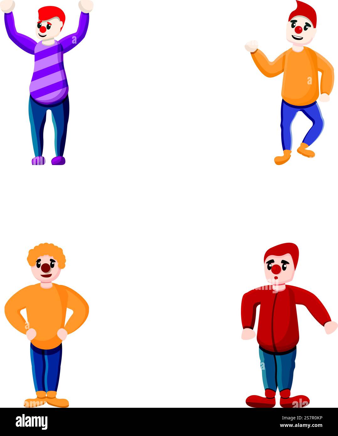 Clown icons set cartoon vector. Circus clown. Performance. Clown icons ...