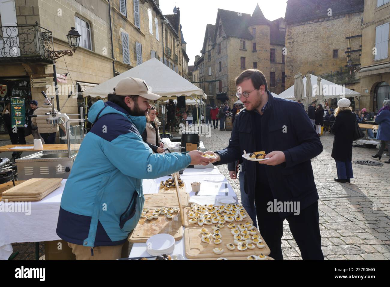 Truffle festival in the medieval town of Sarlat in the Périgord Noir in the southwest of France ...