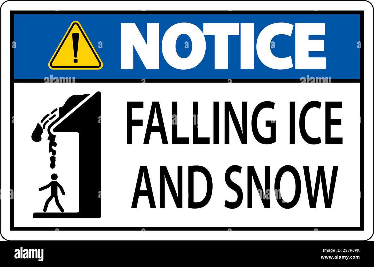Ice and Snow Warning Sign Caution - Falling Ice And Snow Sign Stock ...