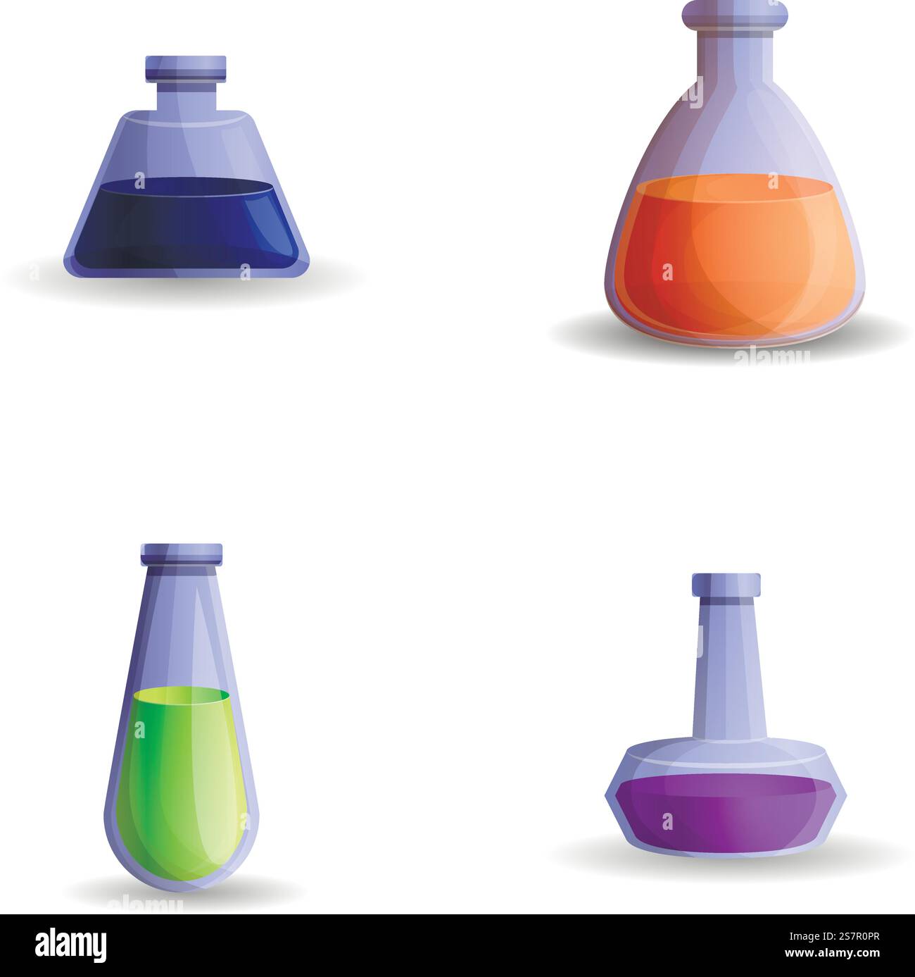 Laboratory icons set cartoon vector. Laboratory glass equipment ...