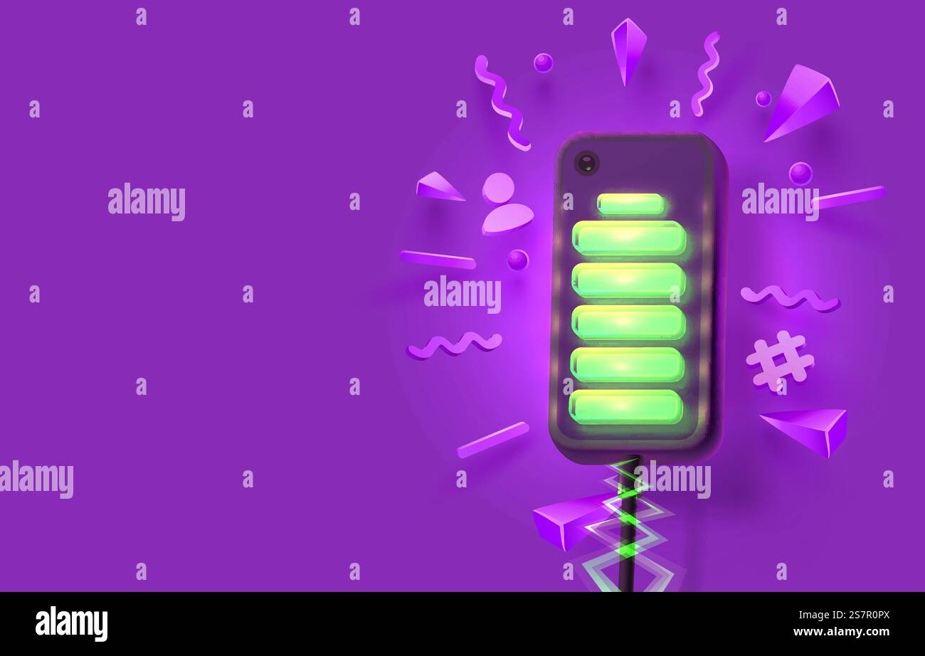 Smart phone battery is ready, gadget charge energy. Vector illustration ...