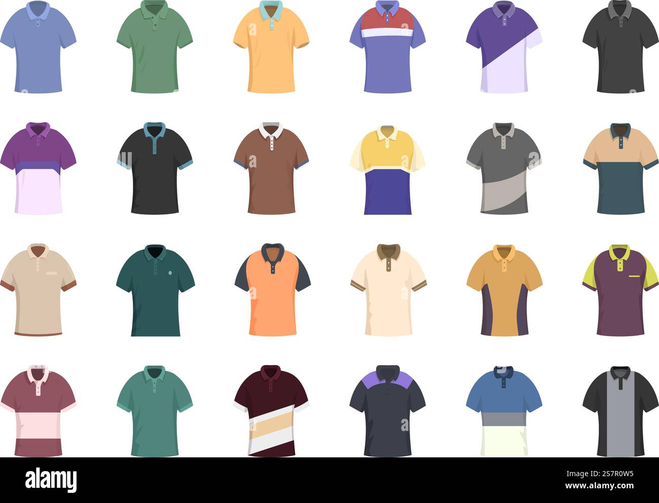 Polo shirt, sleeve icons set cartoon vector. Man sport. Short cloth ...