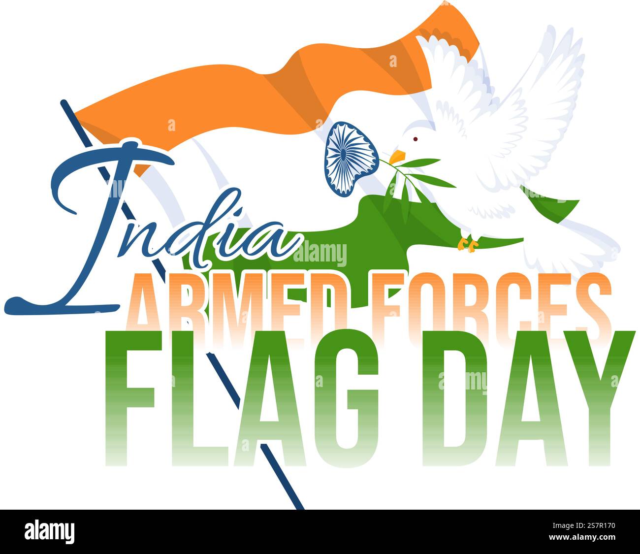 Indian Armed Forces Flag Day Vector Illustration with India and Army Flags in National Holiday ...