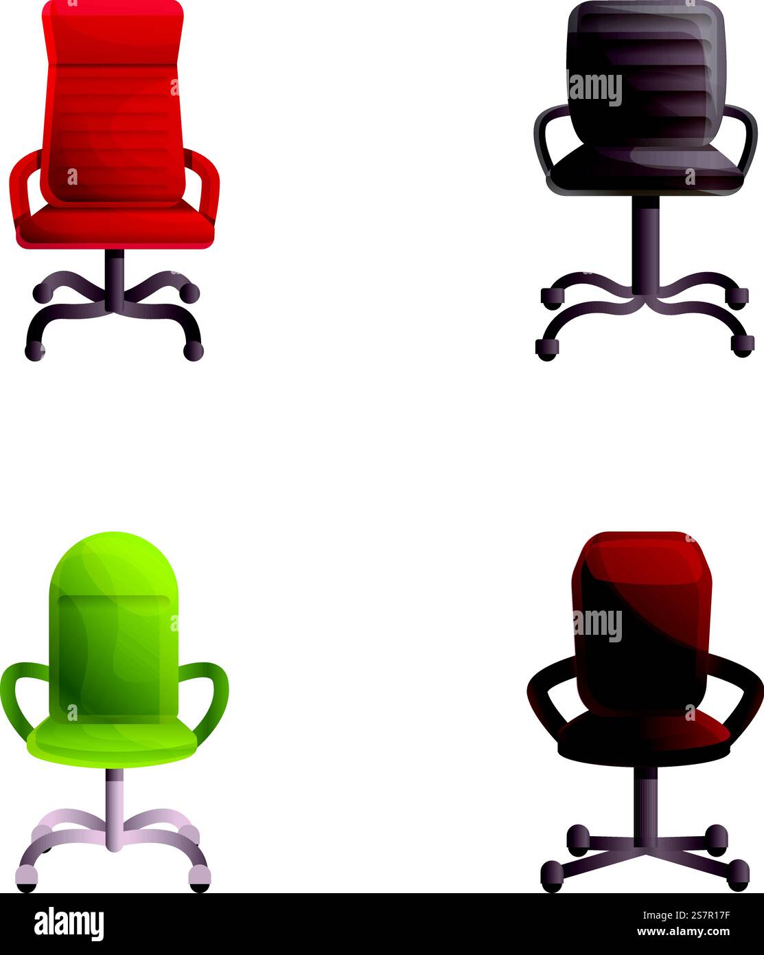 Leather chair icons set cartoon vector. Various office chair. Office ...
