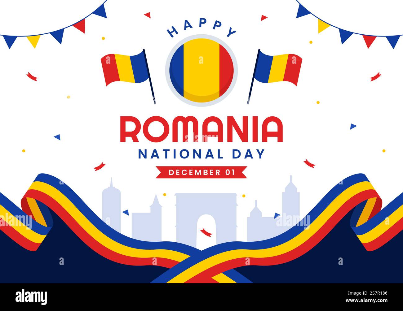 Romania National Day Vector Illustration on 1st December with Waving ...