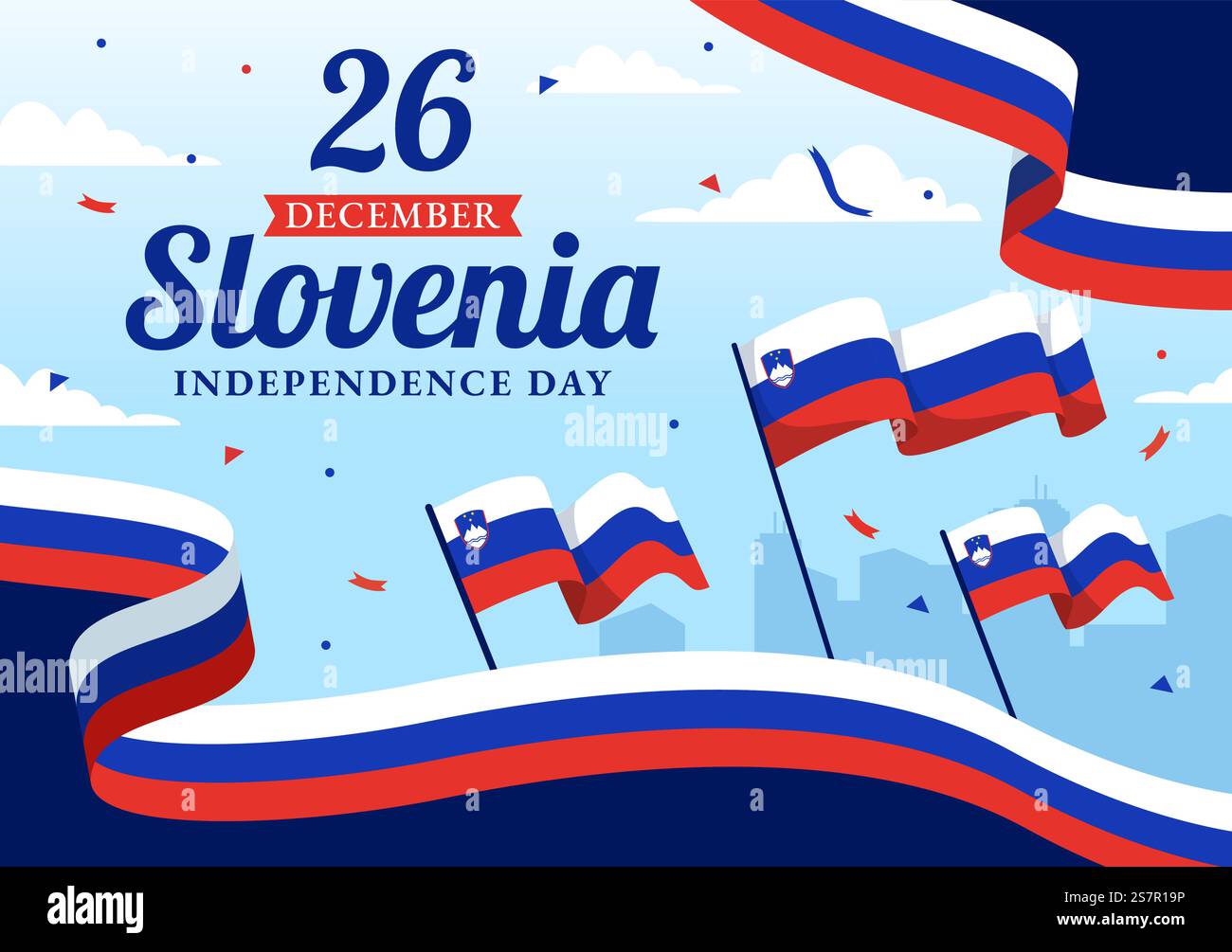 Slovenia Independence Day Vector Illustration on 26 December with ...