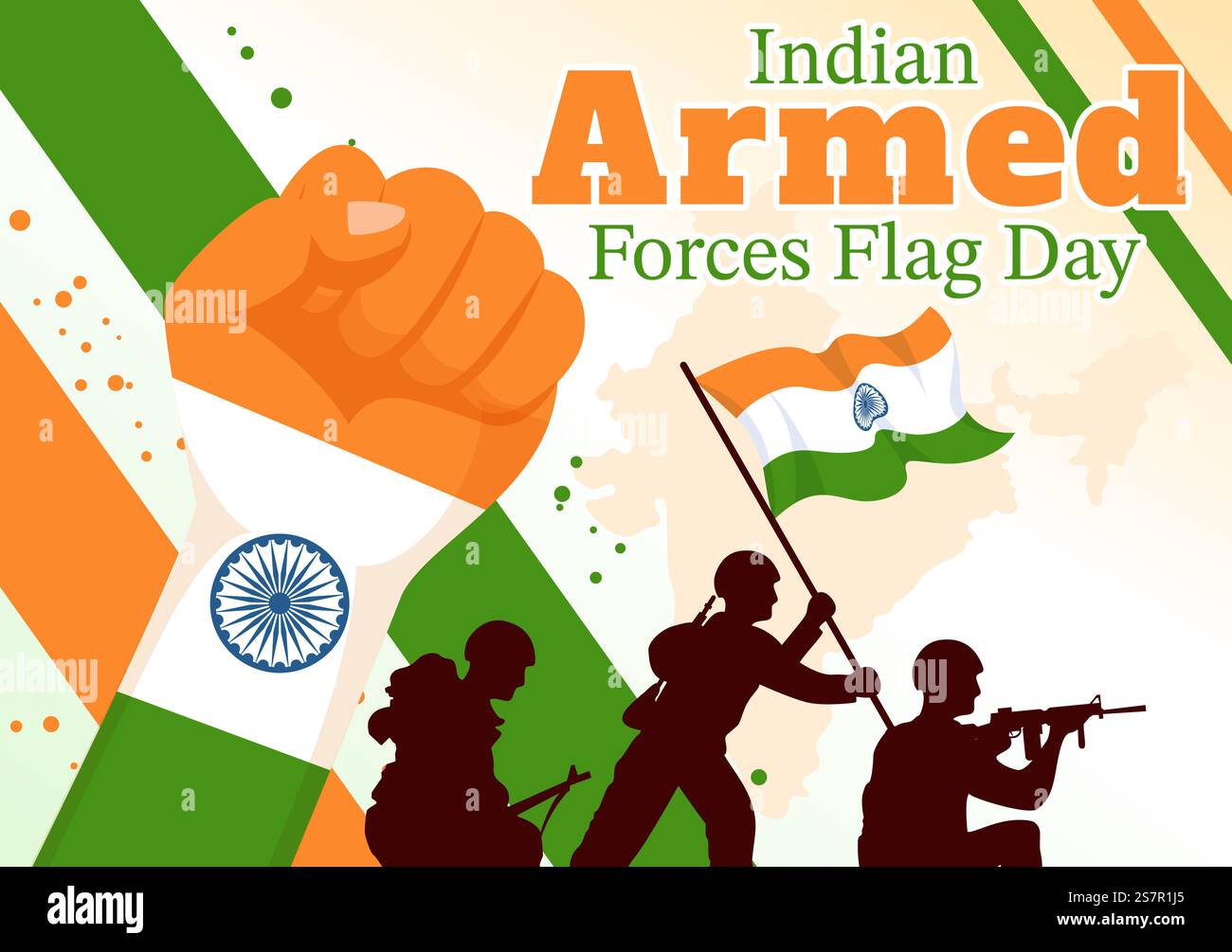 Indian Armed Forces Flag Day Vector Illustration with India and Army Flags in National Holiday ...