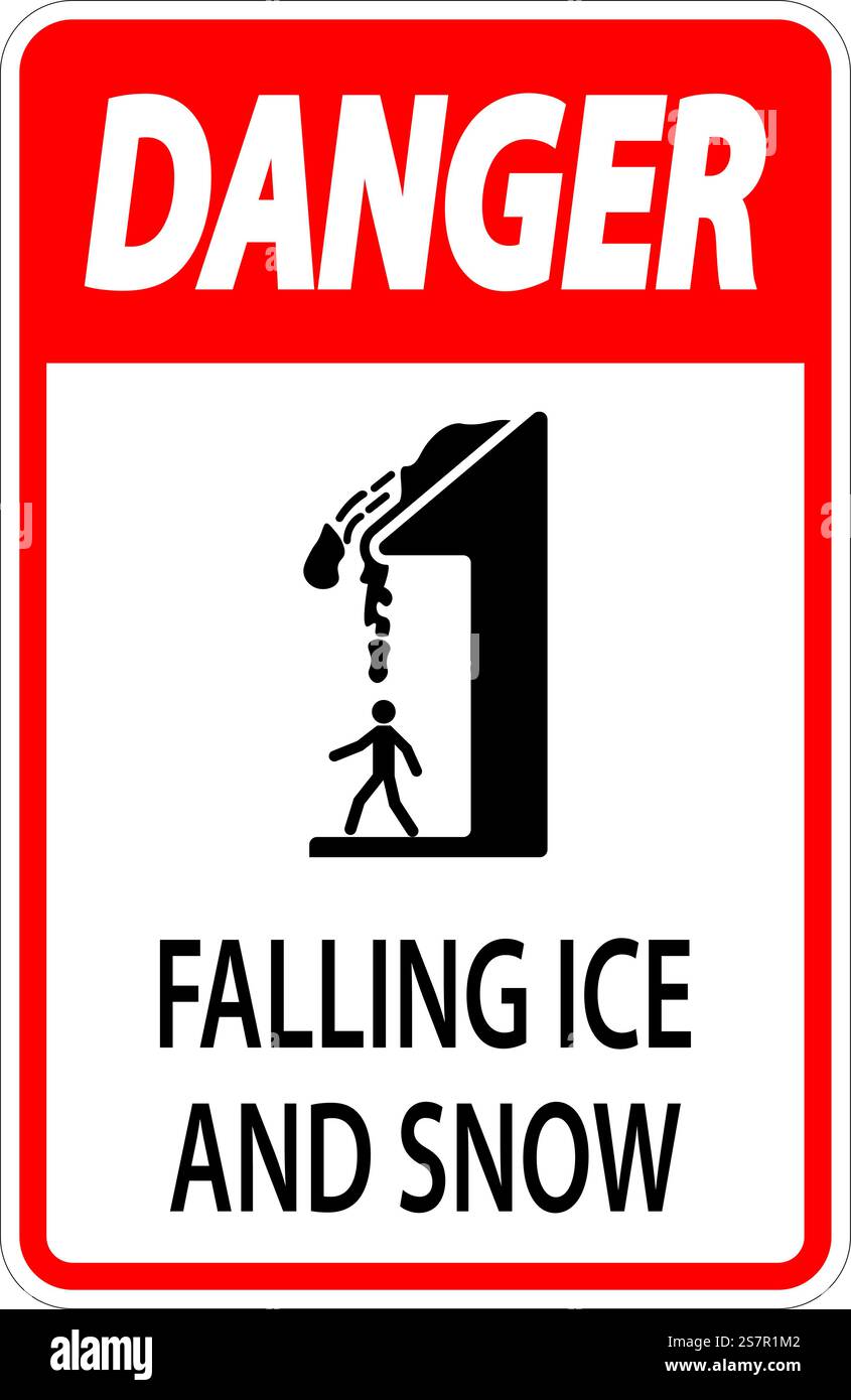 Ice and Snow Warning Sign Caution - Falling Ice And Snow Sign Stock ...