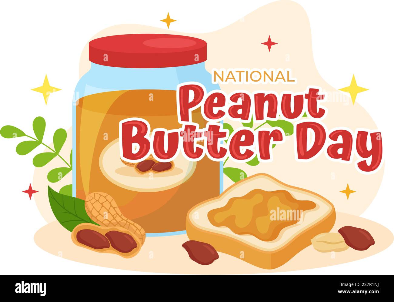 National Peanut Butter Day Vector Illustration on 24 January with Jar ...