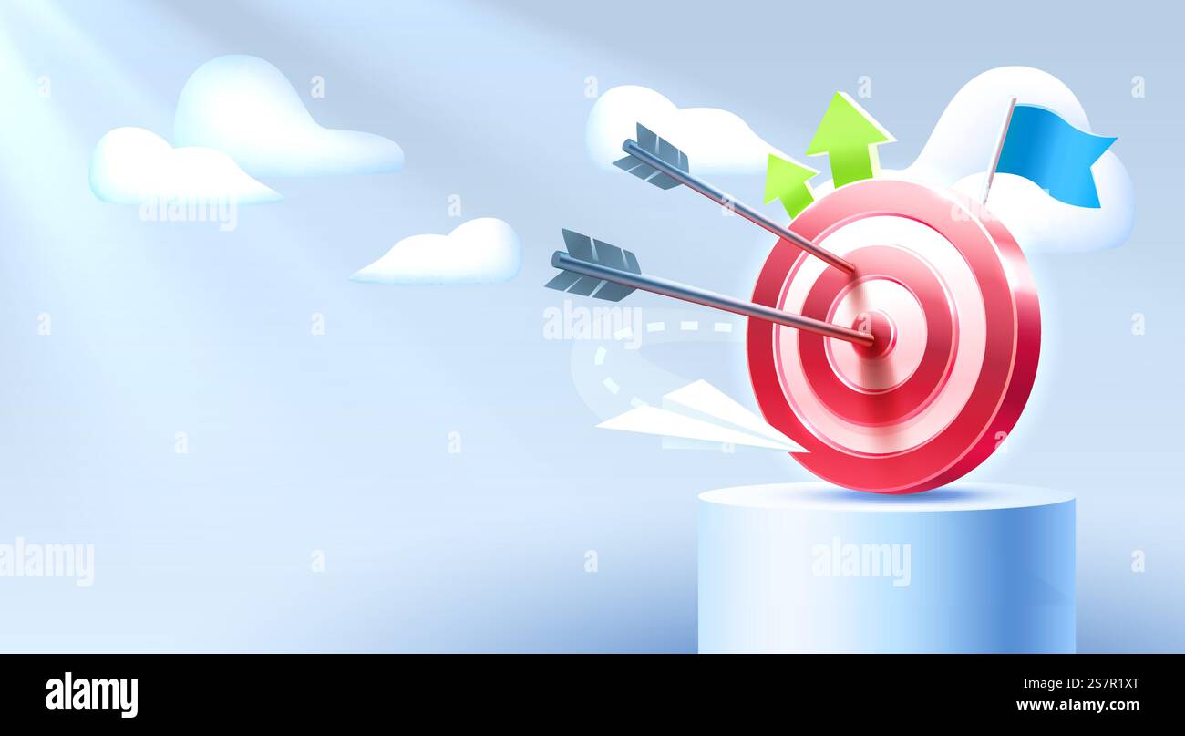 Target landing page, banner business 3d icon. Vector illustration ...