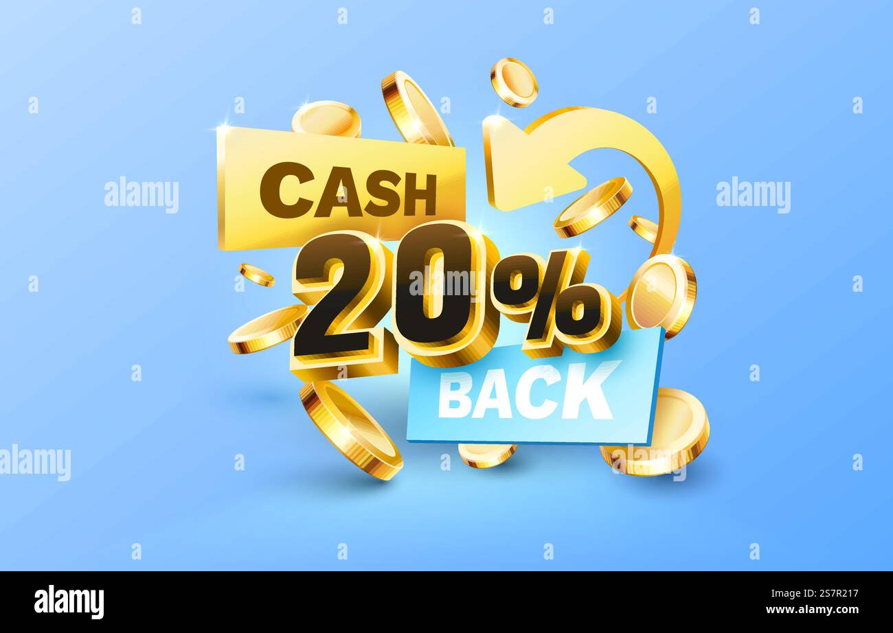 20 Cash back service, financial payment label. Vector illustration. 20 ...