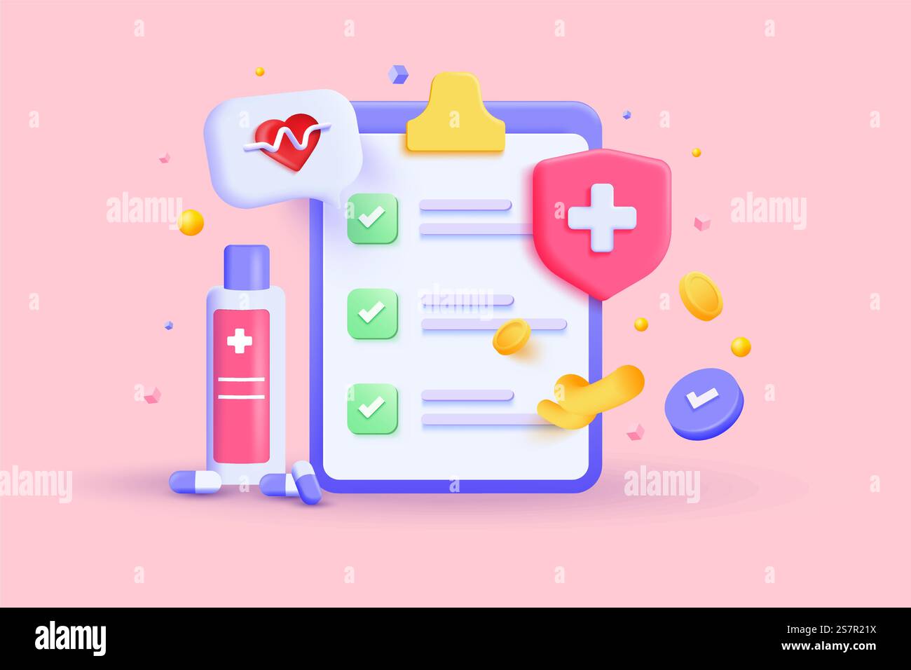 3d check list health heart Stock Vector Images - Alamy