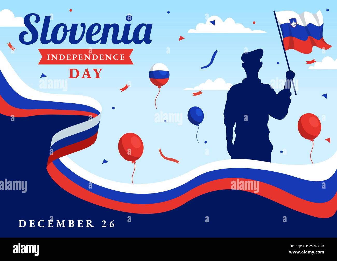 Slovenia Independence Day Vector Illustration on 26 December with ...