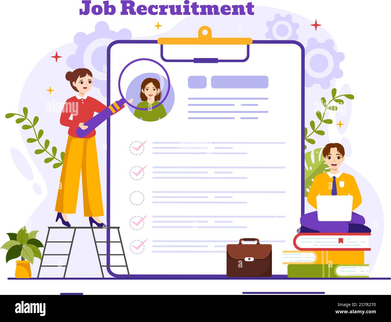 Job Recruitment or We are Hiring Vector Illustration with Candidates ...