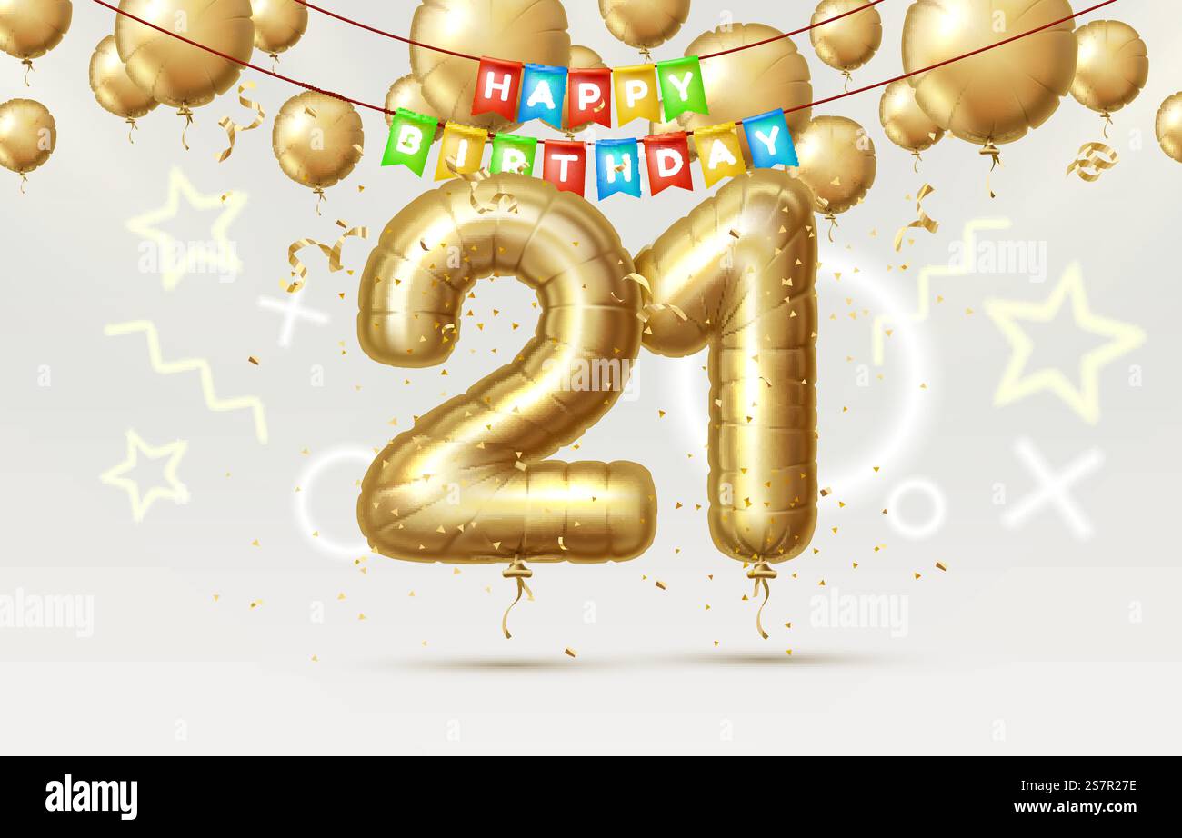 Happy birthday 21 years anniversary of the person birthday Stock Vector ...