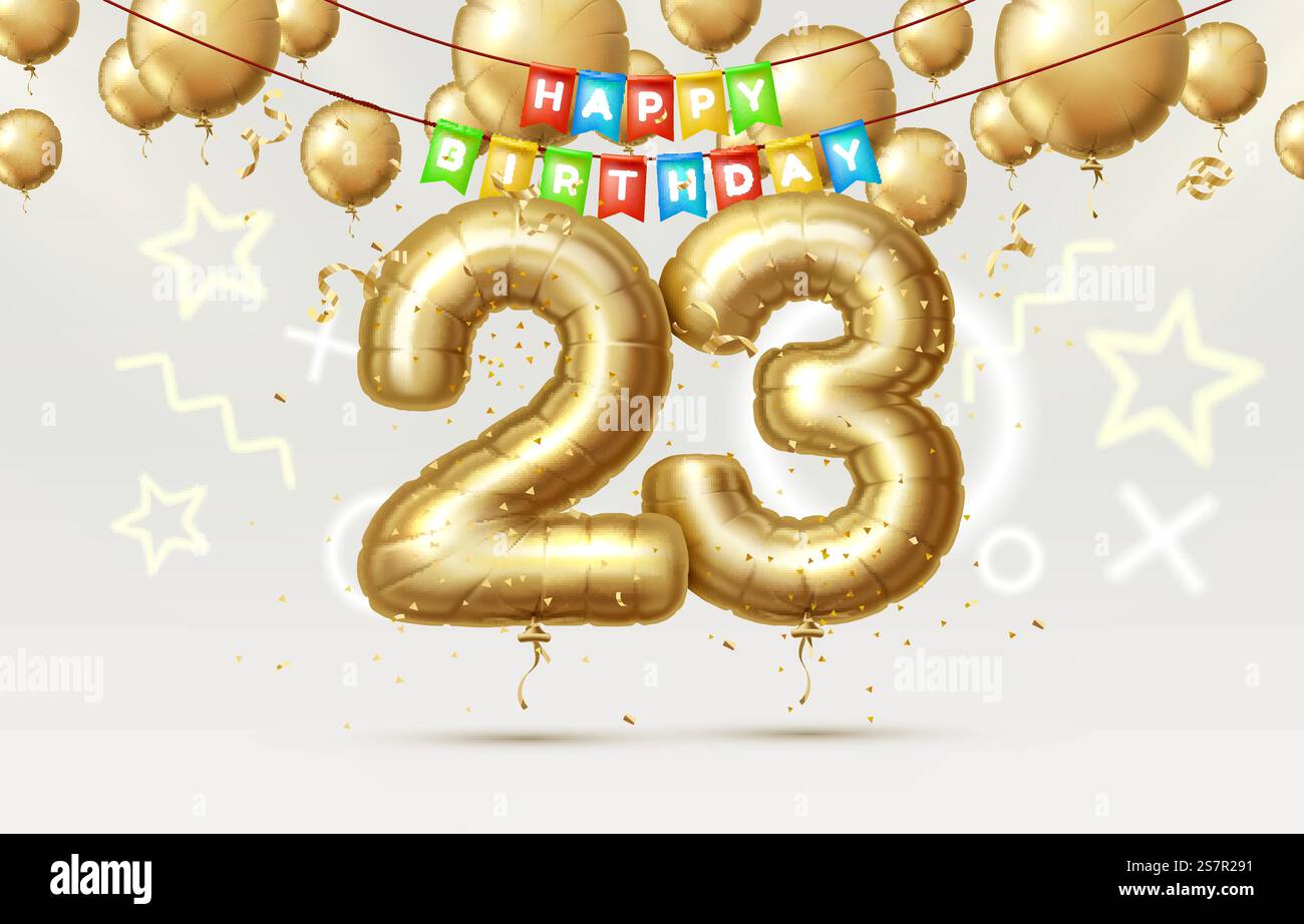 Happy Birthday 23 years anniversary of the person birthday, balloons in ...