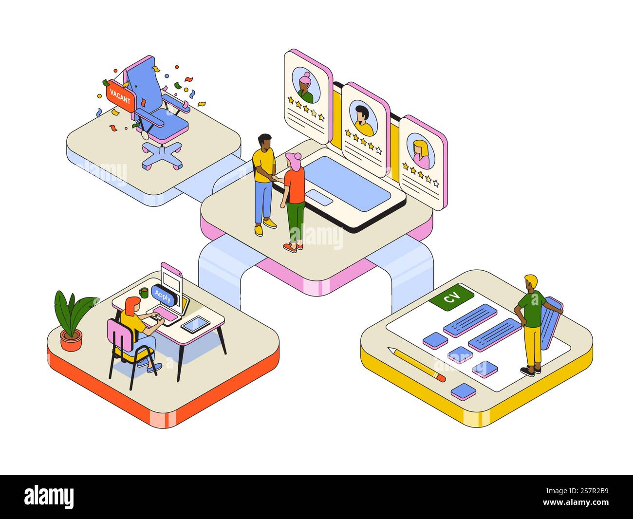 Isometric hiring and recruitment concept for web page, banner ...