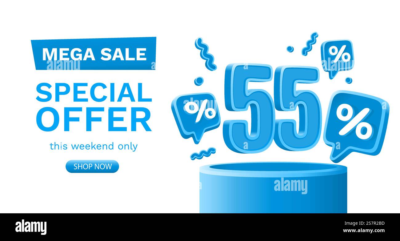 Mega sale special offer, 65 off sale banner. Sign board promotion ...