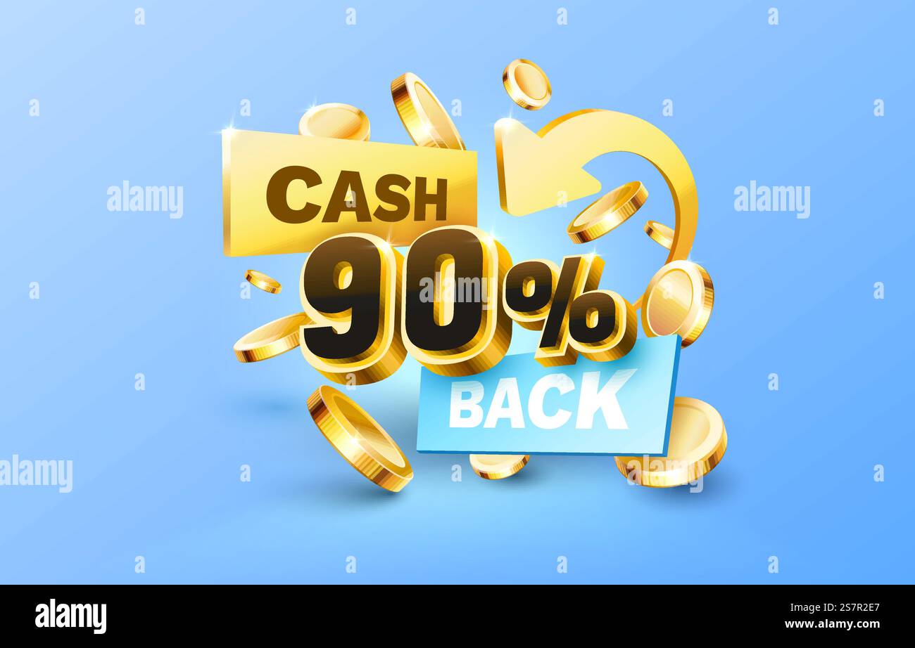 90 Cash back service, financial payment label. Vector illustration. 90 ...