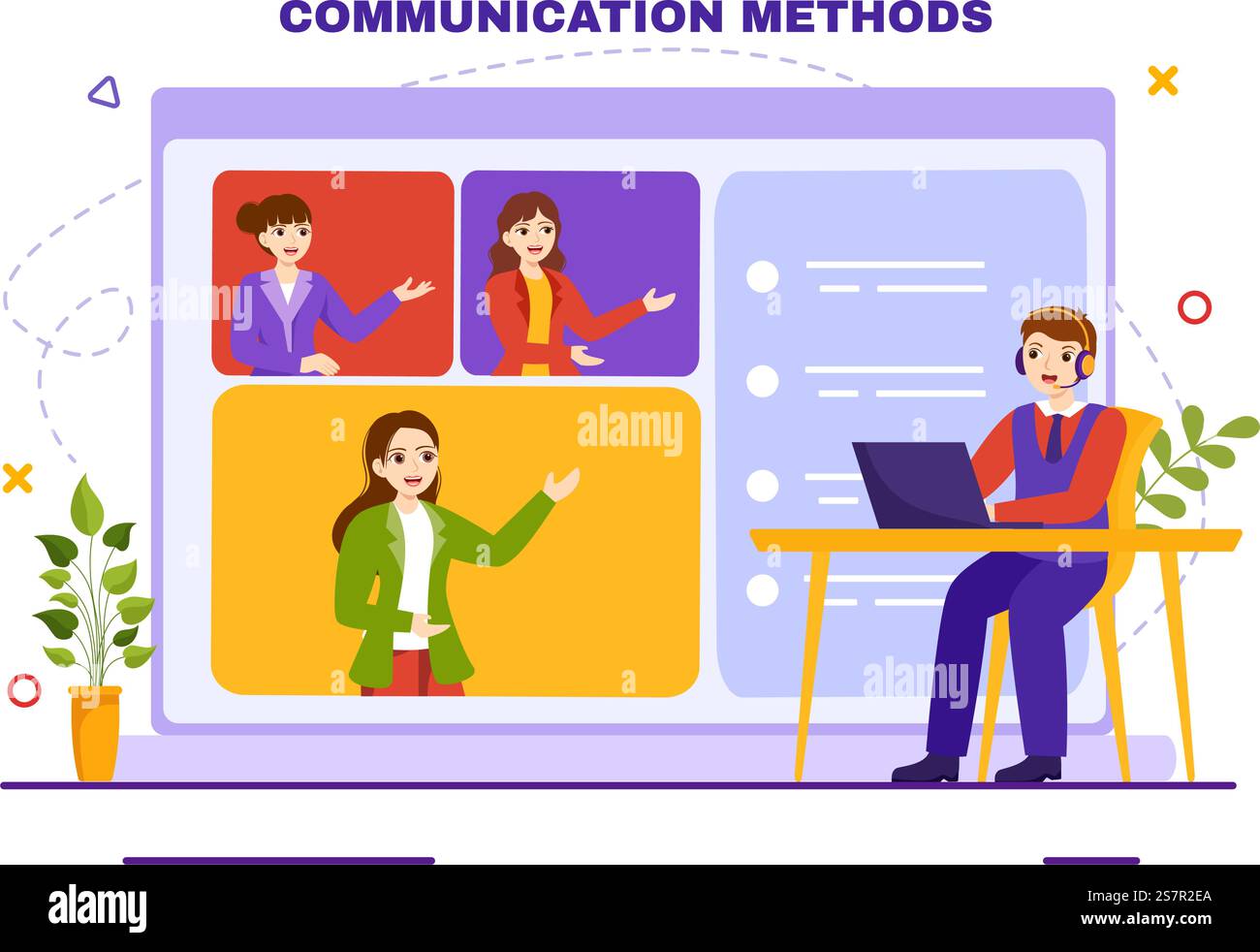 Communication Methods Vector Illustration with Team Referral Marketing ...