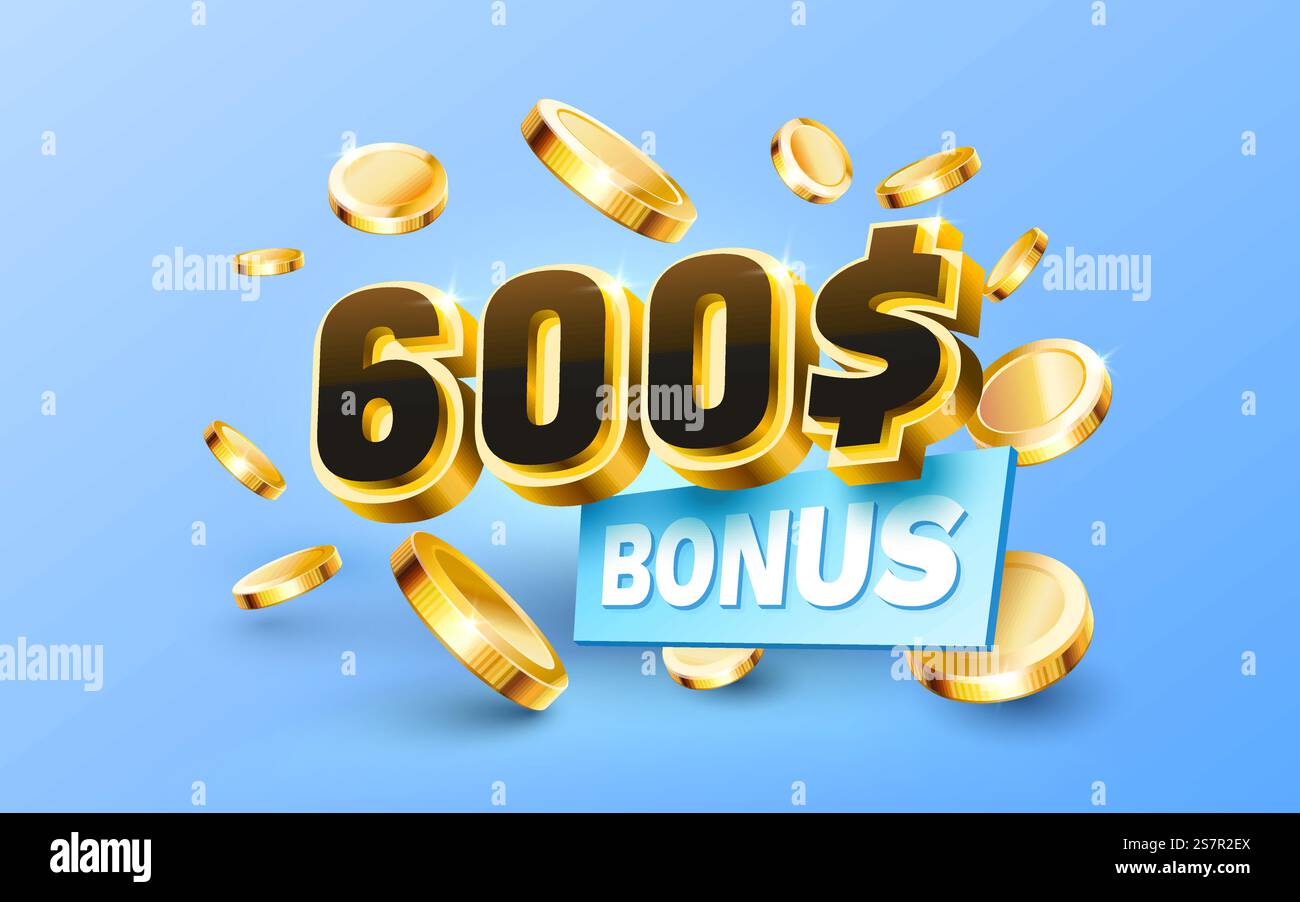 Bonus 600 coupon special voucher, Check banner special offer. Vector ...