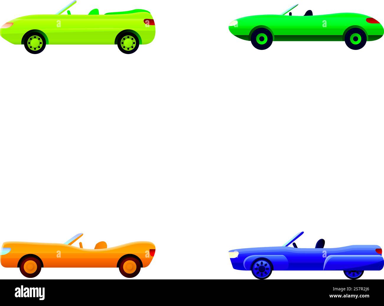 Cabriolet icons set cartoon vector. Convertible in various color ...