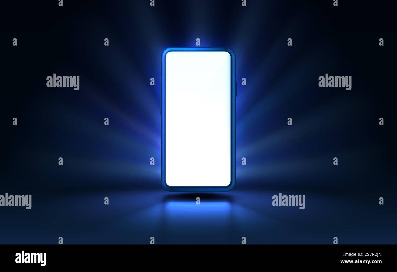 Smartphone mobile screen, technology mobile display light. Vector ...