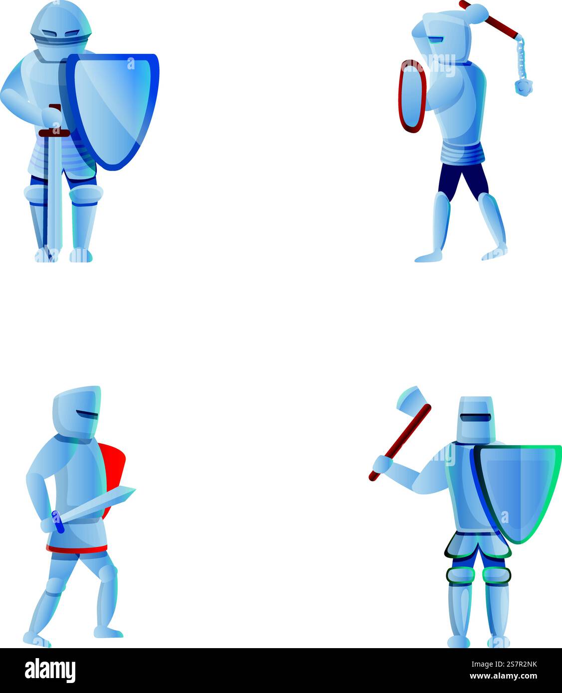 Medieval knight icons set cartoon vector. Medieval hero in armor ...