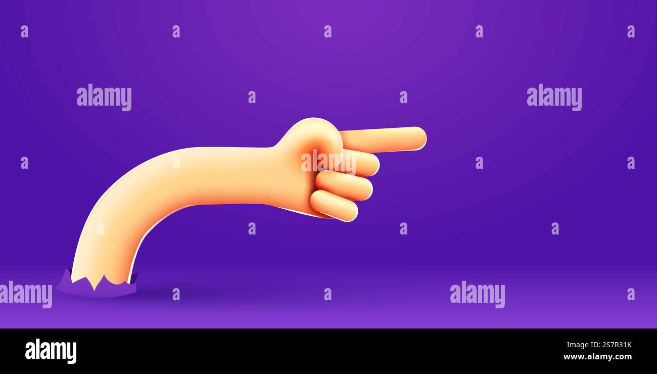 Cartoon hand pointing direction. Cartoon 3d style hand. Vector ...