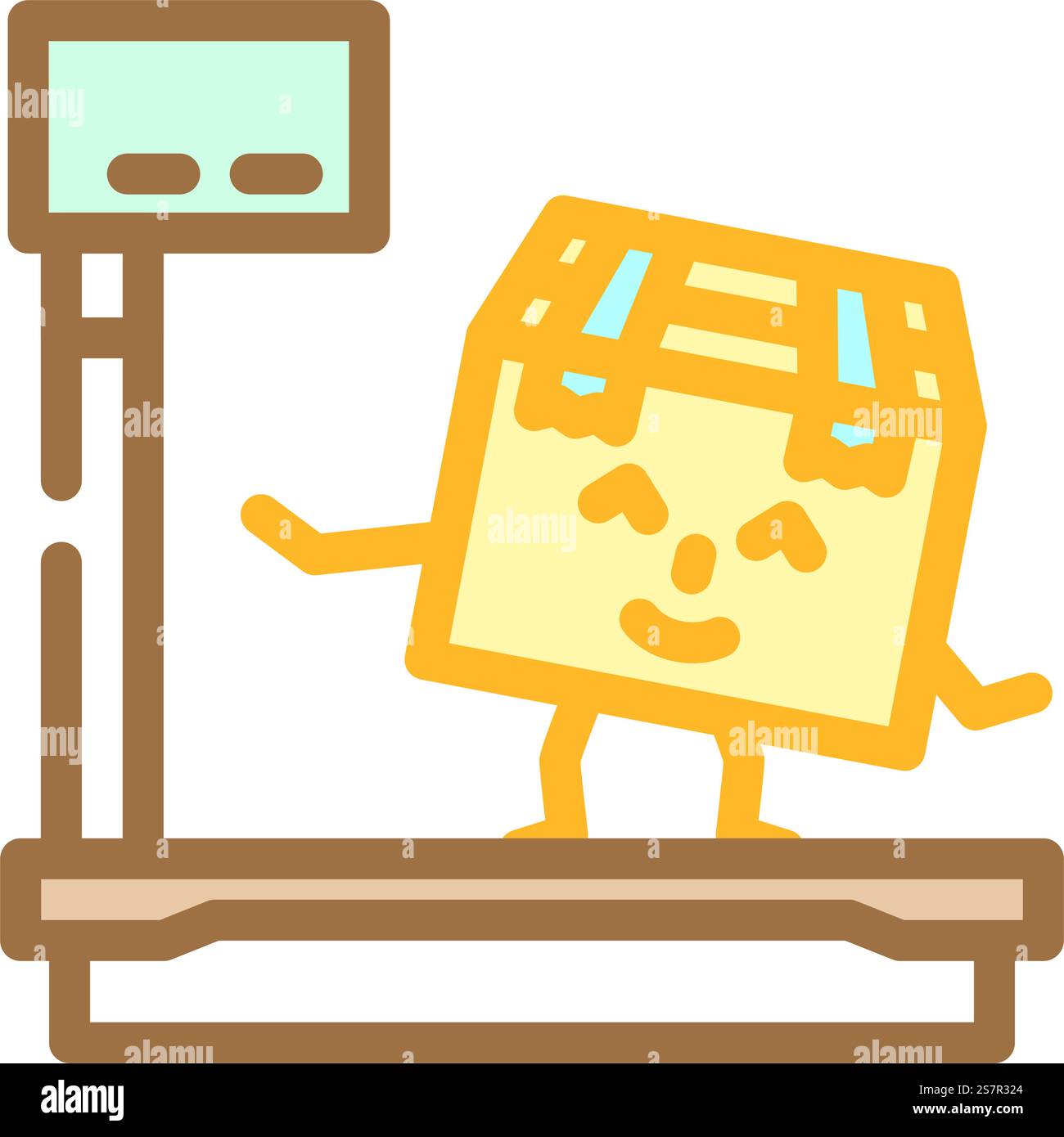 scale weight cardboard box character color icon vector. scale weight ...