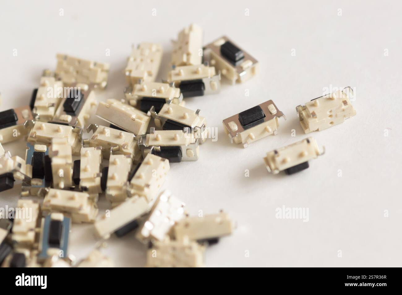 PCB micro contact switch, insulated on white background Stock Photo - Alamy