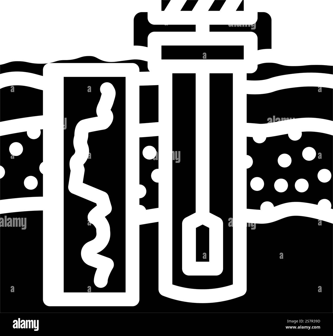borehole logging hydrogeologist glyph icon vector. borehole logging ...