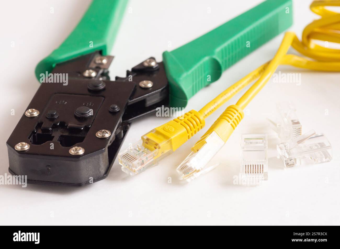 Modular plug crimpers for RJ-45, white background, Crimper, Twisting ...