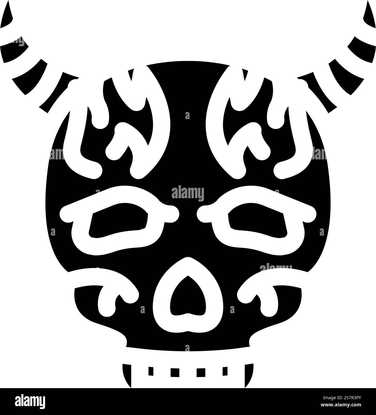 skull tattoo art vintage glyph icon vector. skull tattoo art vintage ...