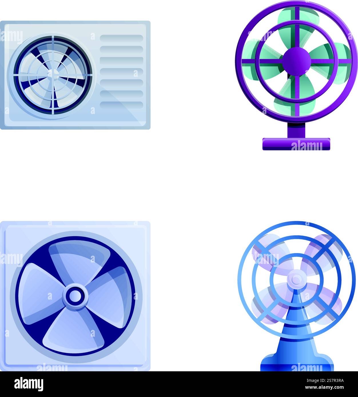 Ventilation icons set cartoon vector. Modern ventilating device. Fan ...