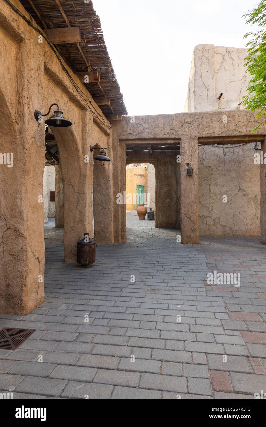 Old town in Al Seef Cultural Historical District on shores of Dubai ...