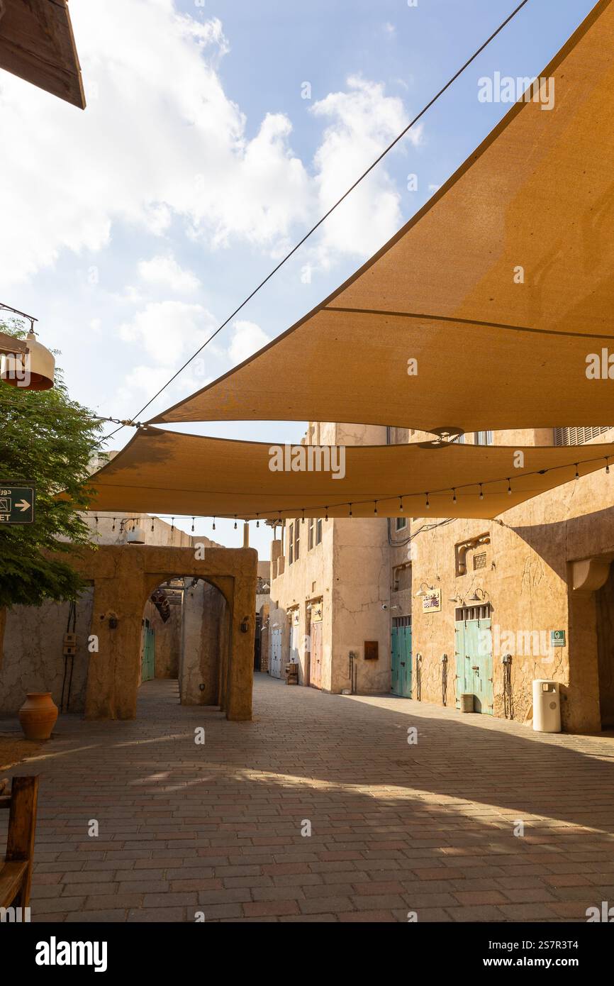 Old town in Al Seef Cultural Historical District on shores of Dubai ...