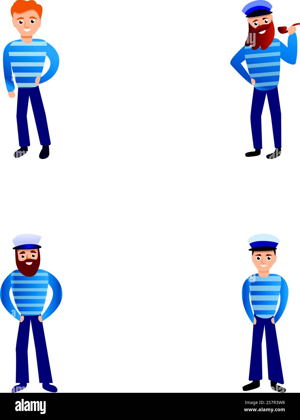 Ship crew icons set cartoon vector. Cruise ship captain and sailor ...