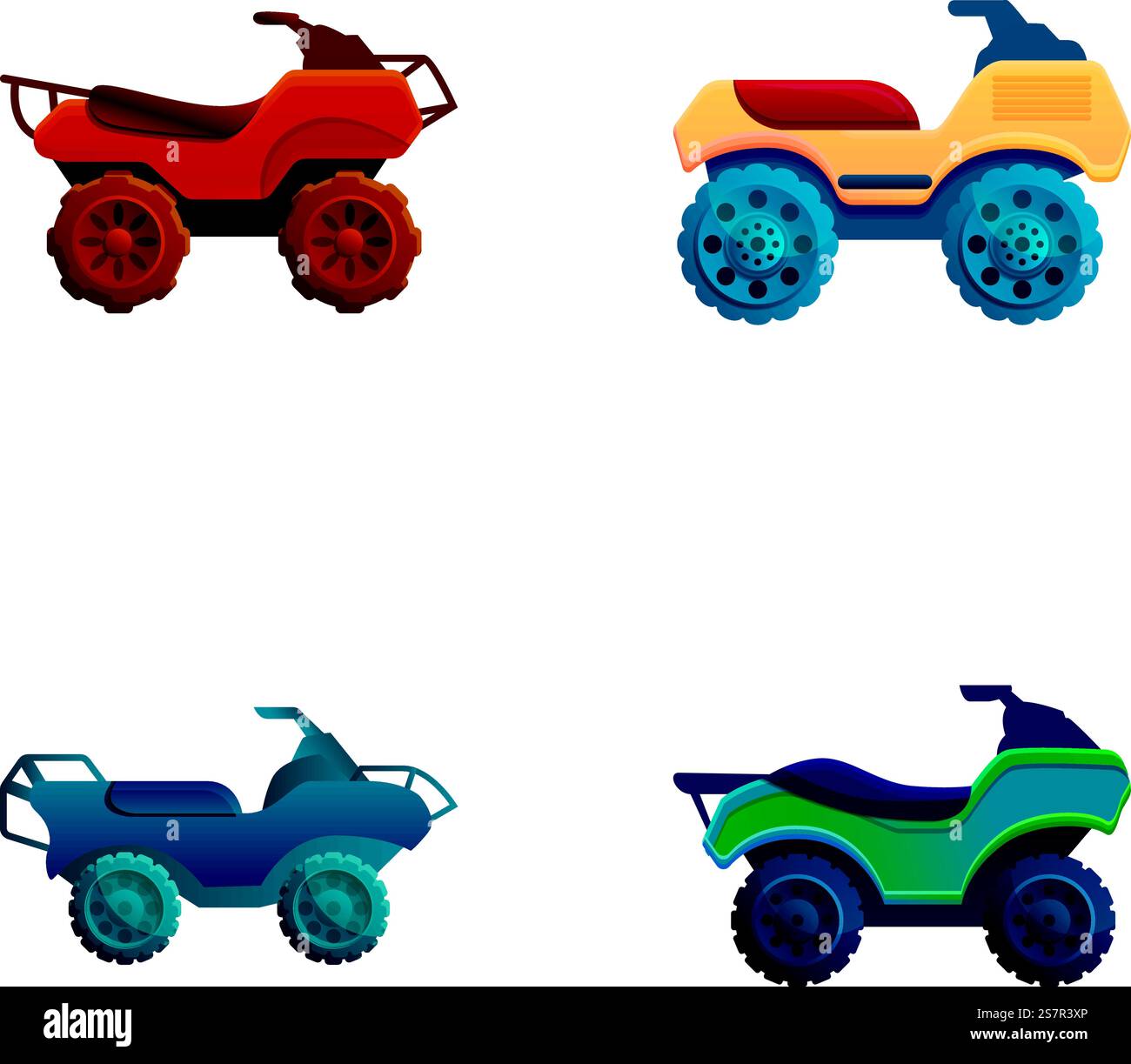 Quad bike icons set cartoon vector. All terrain vehicle. Extreme sport ...