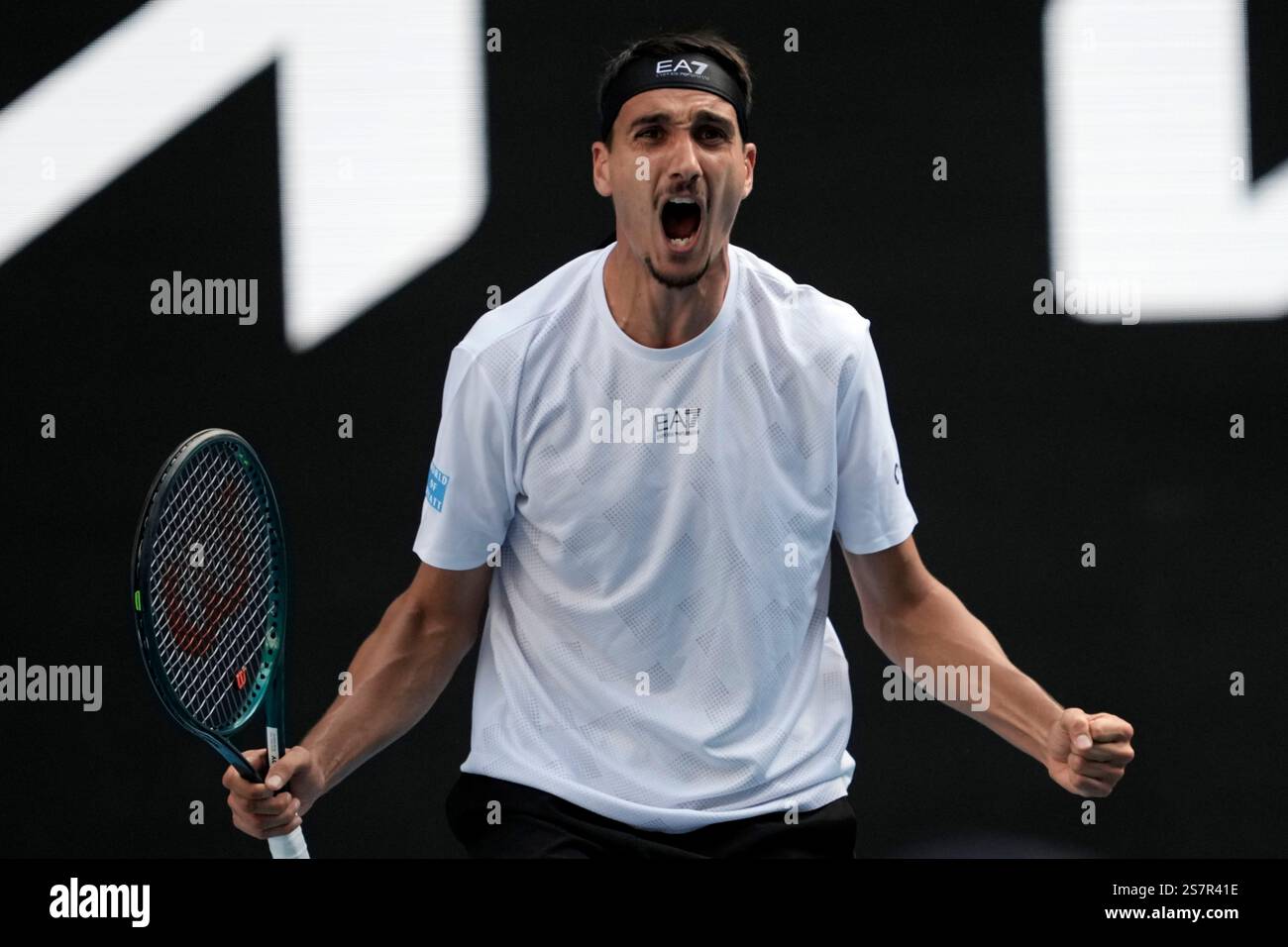 Lorenzo Sonego of Italy celebrates after defeating Learner Tien of the ...