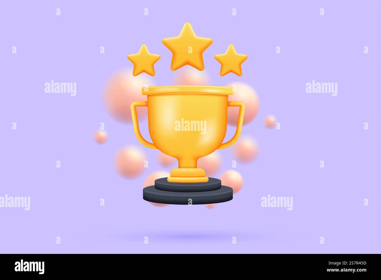 3d golden cup, gold winners stars with objects floating around on ...