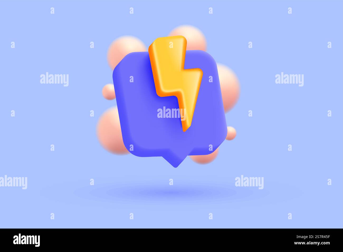 3D thunder bolt icon on purple background. Striking of thunderbolt ...