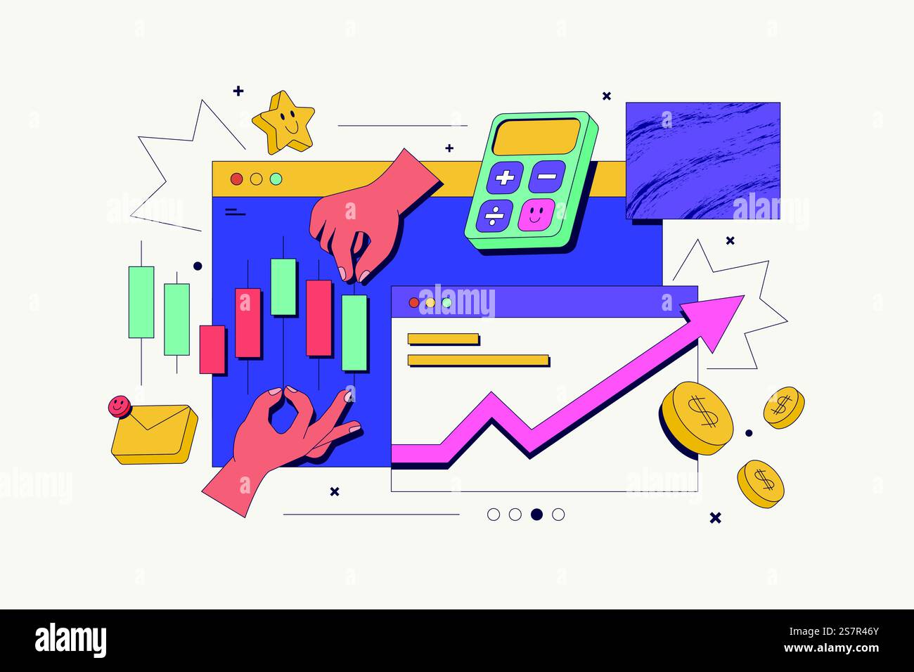 Banner of analyzing stock market hands manages graphs hi-res stock ...